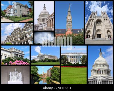 Washington DC - USA photo collage with landmarks and architecture Stock ...