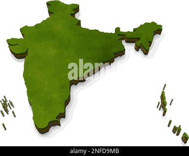 3d isometric map of India isolated with shadow. Paper card style vector ...
