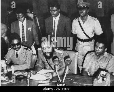 Colonel Ojukwu, the Military Governor of Biafra in Nigeria inspecting ...