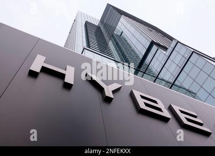HYBE, Feb 17, 2023 : The main office building of HYBE in Seoul, South ...