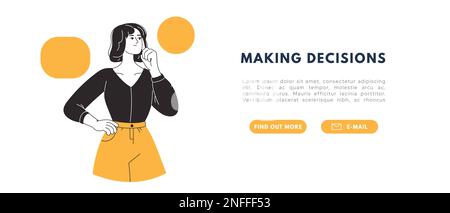 Making decision. Person doubting,choosing between two alternatives ...