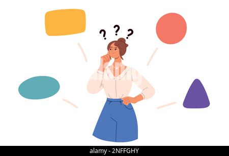 Making decision. Person doubting,choosing between two alternatives ...