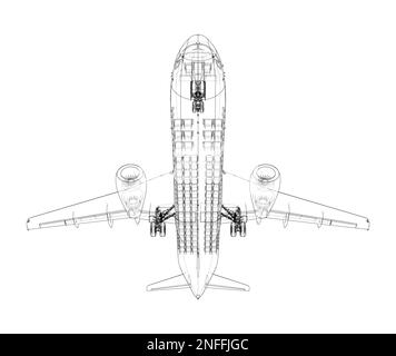 Airplane in wire-frame style Stock Photo - Alamy