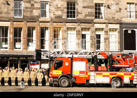 The coffin of Barry Martin arrives on a fire engine outside St Giles ...