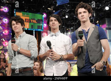 The Jonas Brothers, from left, Nick, Joe and Kevin make an appearance ...