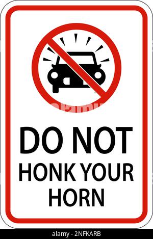 No horn prohibited sign, no honk forbidden modern round sticker, vector ...