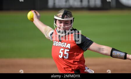 Georgia pitcher Britton Rogers (55) throws to home plate during an NCAA ...