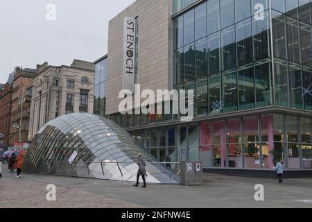 St Enoch Square shopping centre and Subway underground station entrance ...