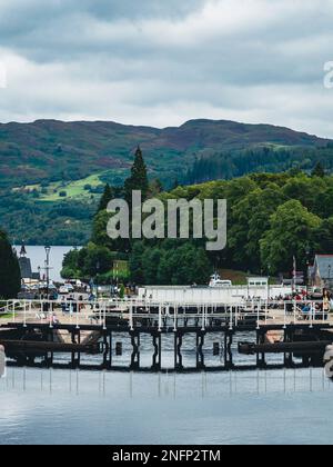 Caledonian Canal locks at the popular tourist village of Fort Augustus ...