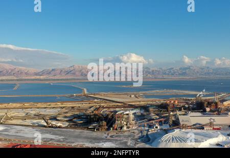 Dead Sea. 16th Feb, 2023. This aerial photo taken on Feb. 16, 2023 ...