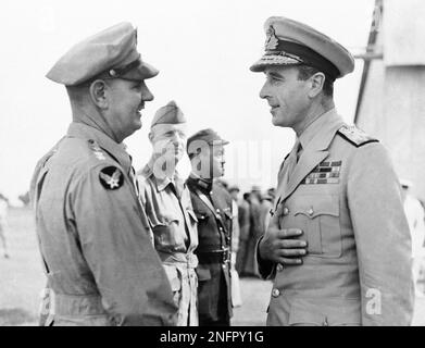 Lord Louis Mountbatten, right, who commands the Allied troops preparing ...