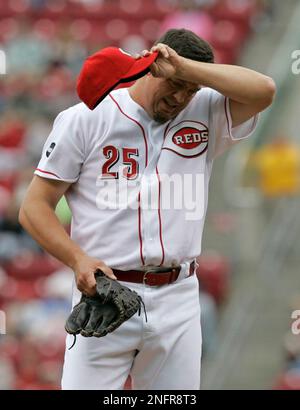 Cincinnati Reds reliever David Weathers pitches in a baseball game ...