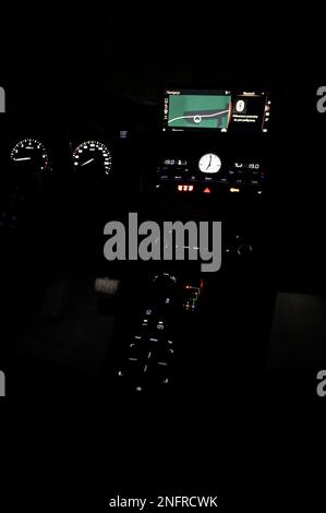 Modern automobile control panel. Dashboard with navigation of an ...