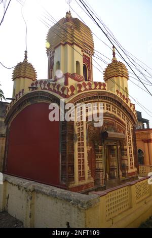 Five-pinnacled Gopinath Jiu mandir (1729 CE) with Nat mandir. Biswas ...