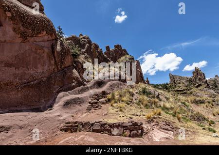 Rock formations Aramu Muru in Peruvian Andes Stock Photo - Alamy