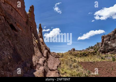 Rock formations Aramu Muru in Peruvian Andes Stock Photo - Alamy