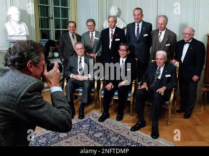 Nobel Prize Laureates Reinhard Selten (L) and John Nash (R) arrive at ...