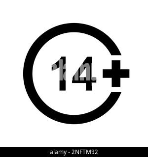 Fourteen plus icon, under 14 years old prohibition sign, age ...