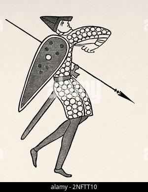 11th century Norman Lancer of the Army of Duke Guillaume. The Bayeux ...
