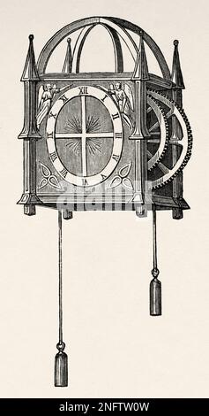 15th century clock with wheels and weights. The Arts of the Middle Ages ...