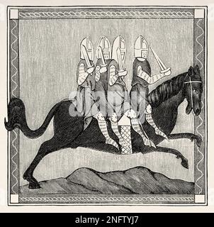 The Four Sons of Aymon. The horse Bayard carrying the four sons of ...