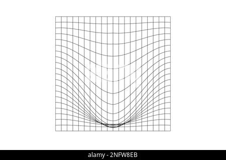 Distorted outline square grid. Warped mesh texture. Futuristic net with convex effect. Geometric ...