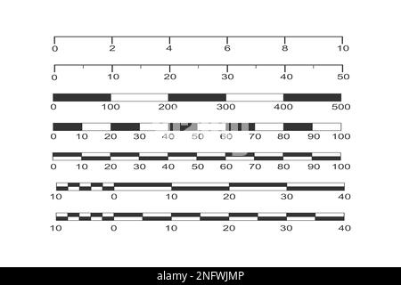 Map distance measurement chart. Bar scale with kilometers and miles ...