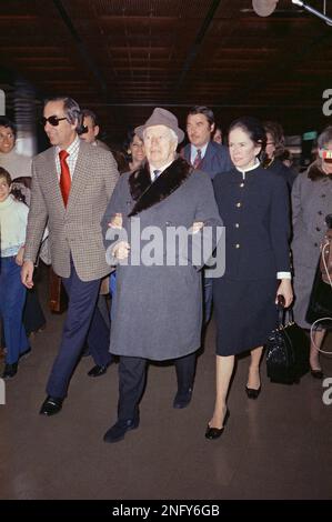 Charlie Chaplin and his wife, Oona O'Neil, as they arrive at Kennedy ...