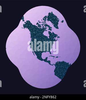 World network map. Modified stereographic projection for the Pacific ...