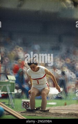 Pictured here is Ingrid Mickler-Becker of West Germany competing in the ...