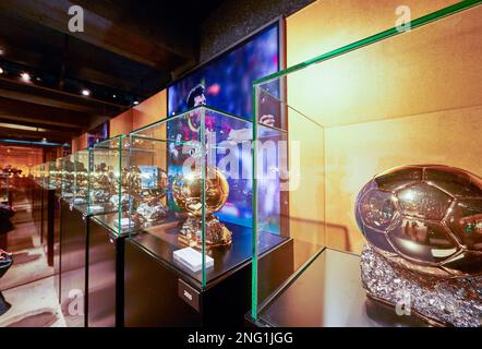 Lionel Messi awards in FC Barcelona museum at Camp Nou Stock Photo - Alamy