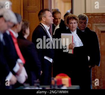 British President of the Court, Judge Rosalyn Higgins, right, and Vice ...