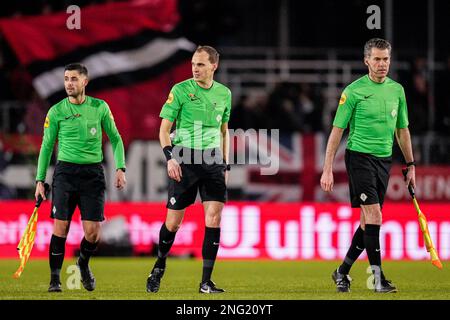 ALMERE, NETHERLANDS - FEBRUARY 3: assistant referee Nils van Kampen ...