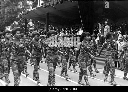 President Joseph Mobutu (right) of the Congo with his wife during a ...