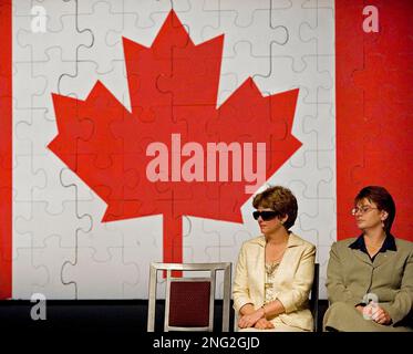 Federal Immigration Minister Diane Finley addresses the crowd before ...
