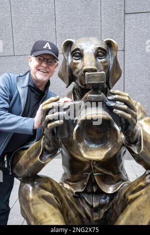 A larger than life bronze sculpture, "Man Made Energy", by sculptor ...