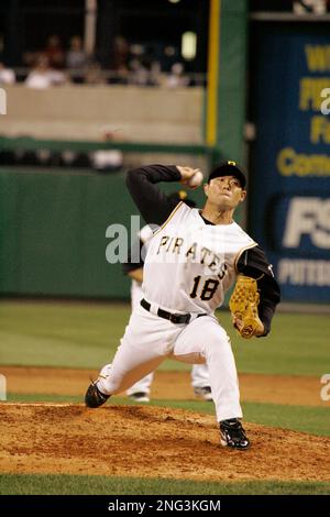 Pittsburgh Pirates pitcher Masumi Kuwata, of Japan, throws against the ...