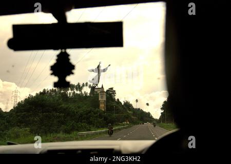 A giant statue known as "Jesus Blessing Monument", a popular landmark ...