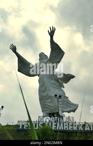 A giant statue known as "Jesus Blessing Monument", a popular landmark ...