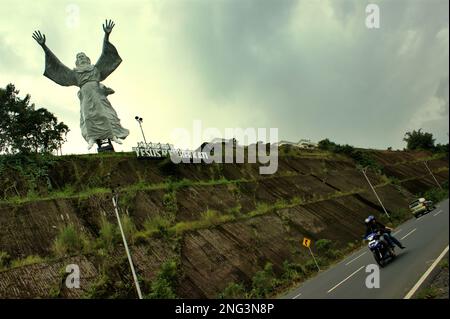 A giant statue known as "Jesus Blessing Monument", a popular landmark ...