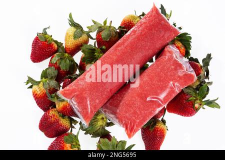 Tasty Pulp Of Fruit Frozen; Pulp Of Strawberry Stock Photo - Alamy