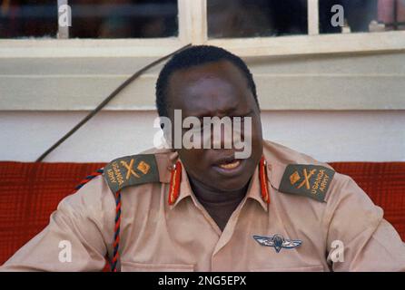 President of Uganda, General Idi Amin, pictured at the wheel of his ...