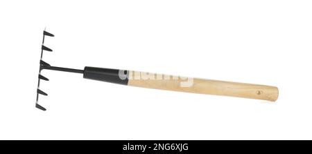 Modern rake isolated on white. Gardening tool Stock Photo - Alamy