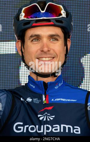 French Rudy Molard of Groupama-FDJ crosses the finish line of stage 10 ...