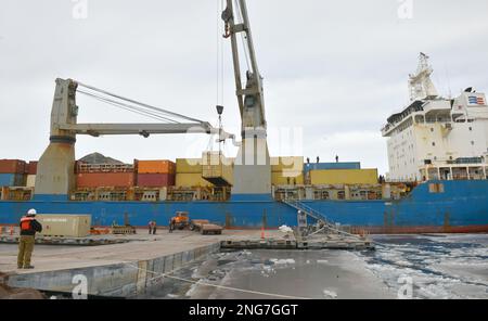 The Military Sealift Command-chartered cargo ship MV Green Wave sits ...