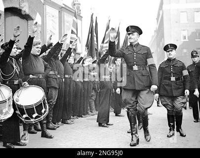 British Union of Fascists march through Est End of London, led by ...