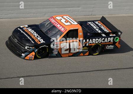 Derek Kraus (20) during qualifying for a NASCAR truck series auto race ...
