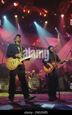 Cheap Trick drummer Bun E. Carlos is shown performing on stage during a ...
