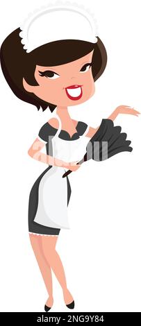 A girl holding feather duster illustration Stock Vector Image & Art - Alamy