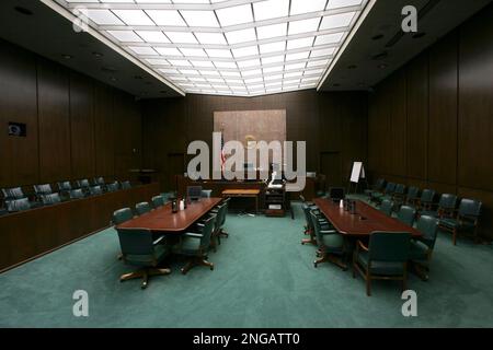 Interiors of Judge Sim Lake's courtroom at the Robert Casey Federal ...